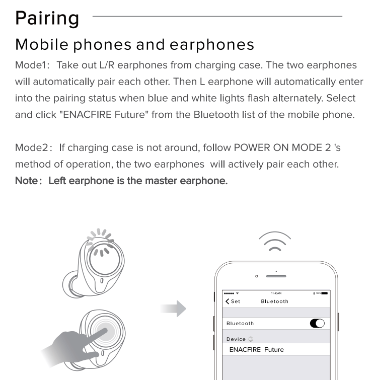 Enacfire Future Manual | Pairing & Charging Instructions