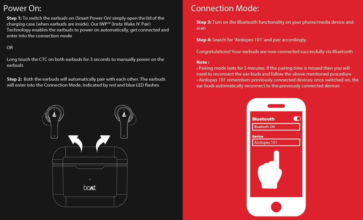 boAt Airdopes 101 Manual | Pairing & Charging Guide